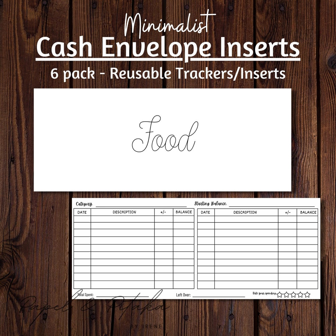 Minimalist Cash Envelope Inserts, Reusable Expense Trackers, Laminated ...