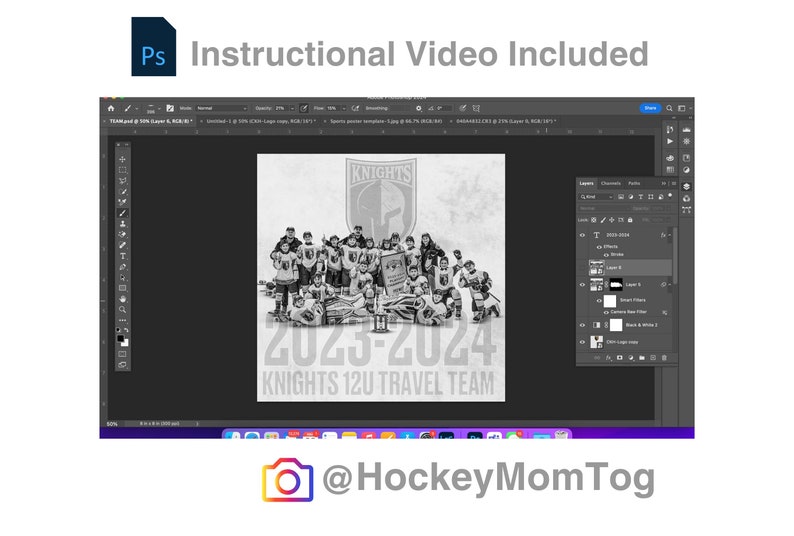 Sports Team Poster Photoshop Template for Instagram or Print - Etsy