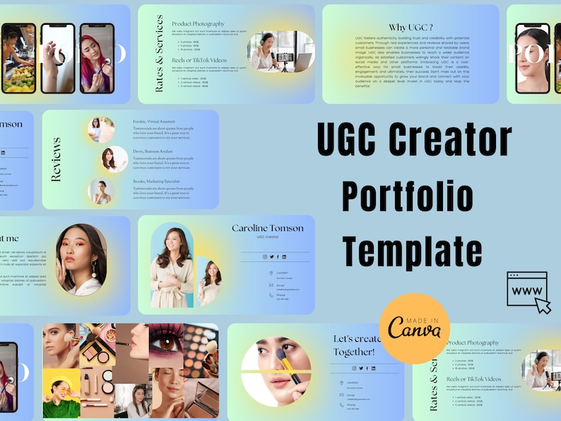 Canva UGC Portfolio Template: Blue Theme Website & Media Kit - Etsy