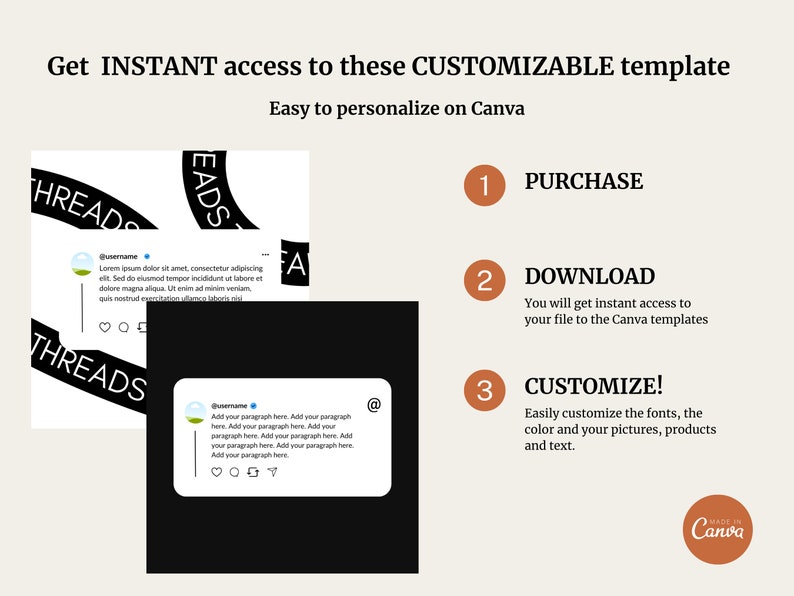 CANVA THREADS TEMPLATE, Canva Template, New Threads App, Free Version ...