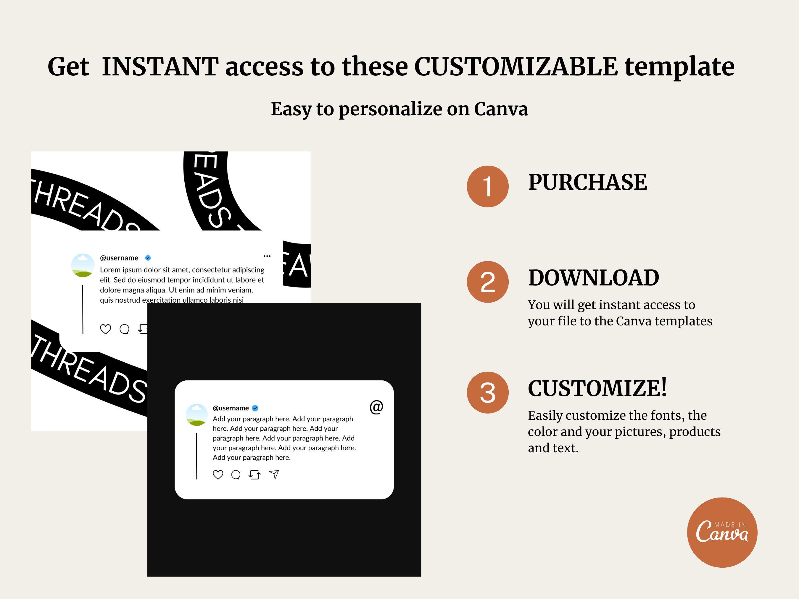 CANVA THREADS TEMPLATE, Canva Template, New Threads App, Free Version ...