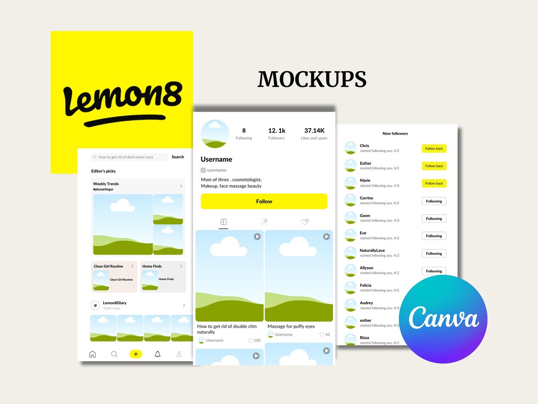 Lemon8 Post Mockup Template | Editable Canva Template for Content ...
