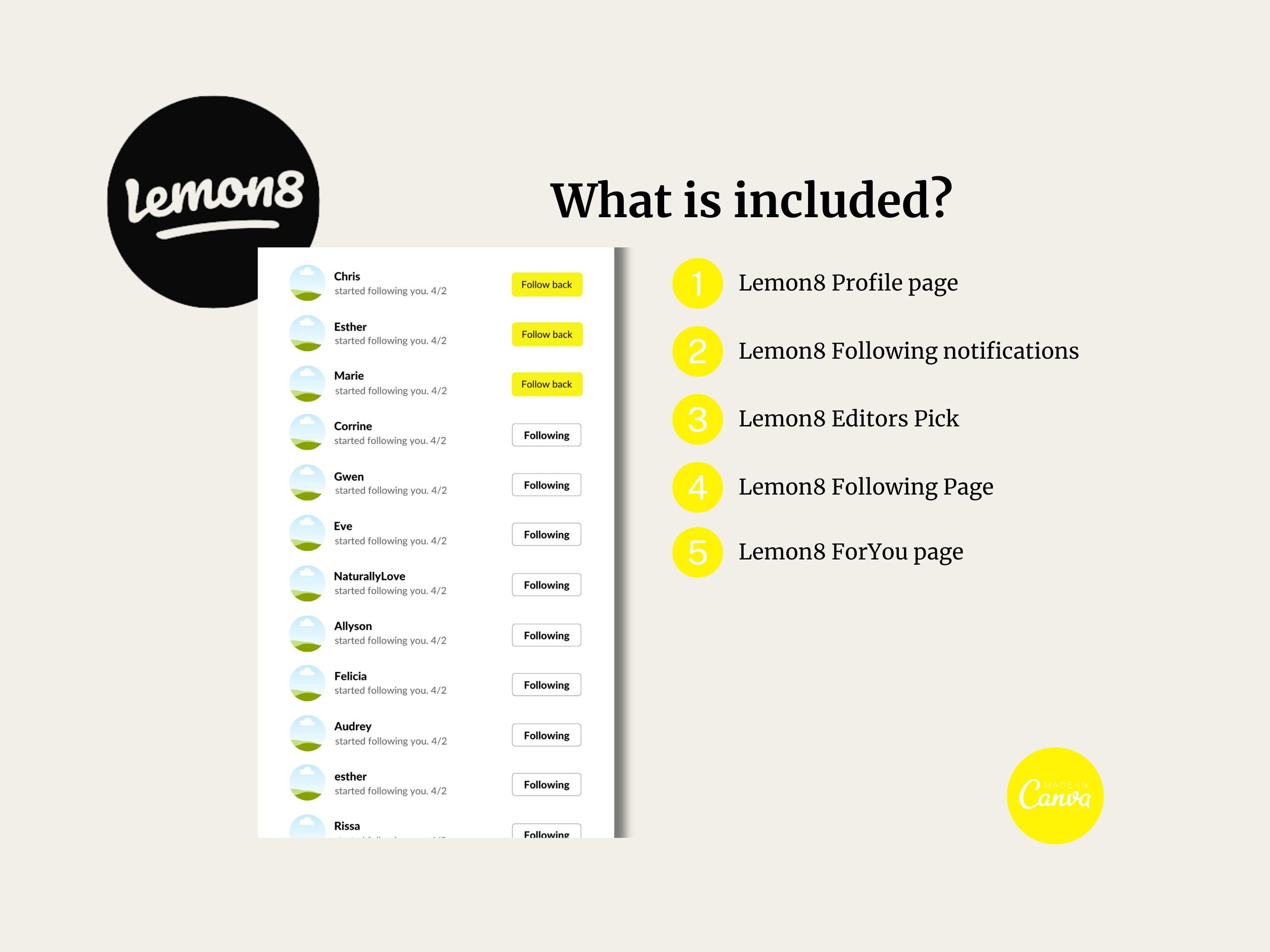 Lemon8 Post Mockup Template | Editable Canva Template for Content ...