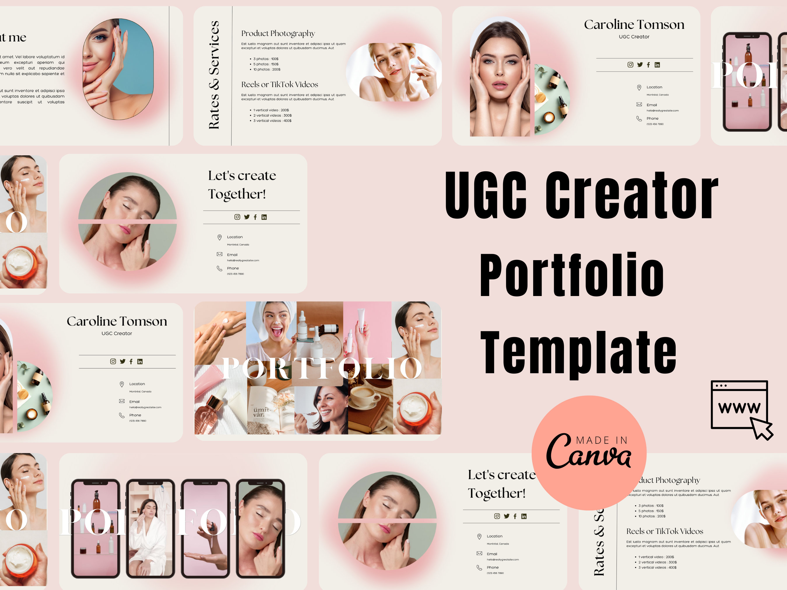 Canva UGC Portfolio Template: UGC Landing Page, Website, Creator Portfolio, Content Creator Kit ...