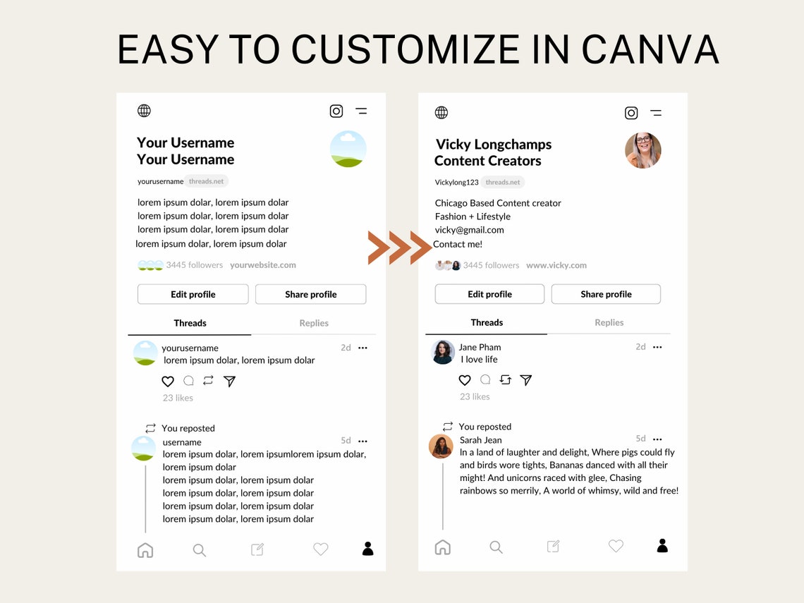 CANVA THREADS TEMPLATE, Canva Template, New Threads App, Free Version ...