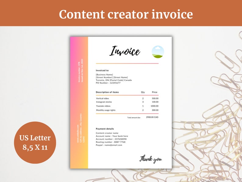 Editable Small Business Invoice Template With Canva Design for Small ...