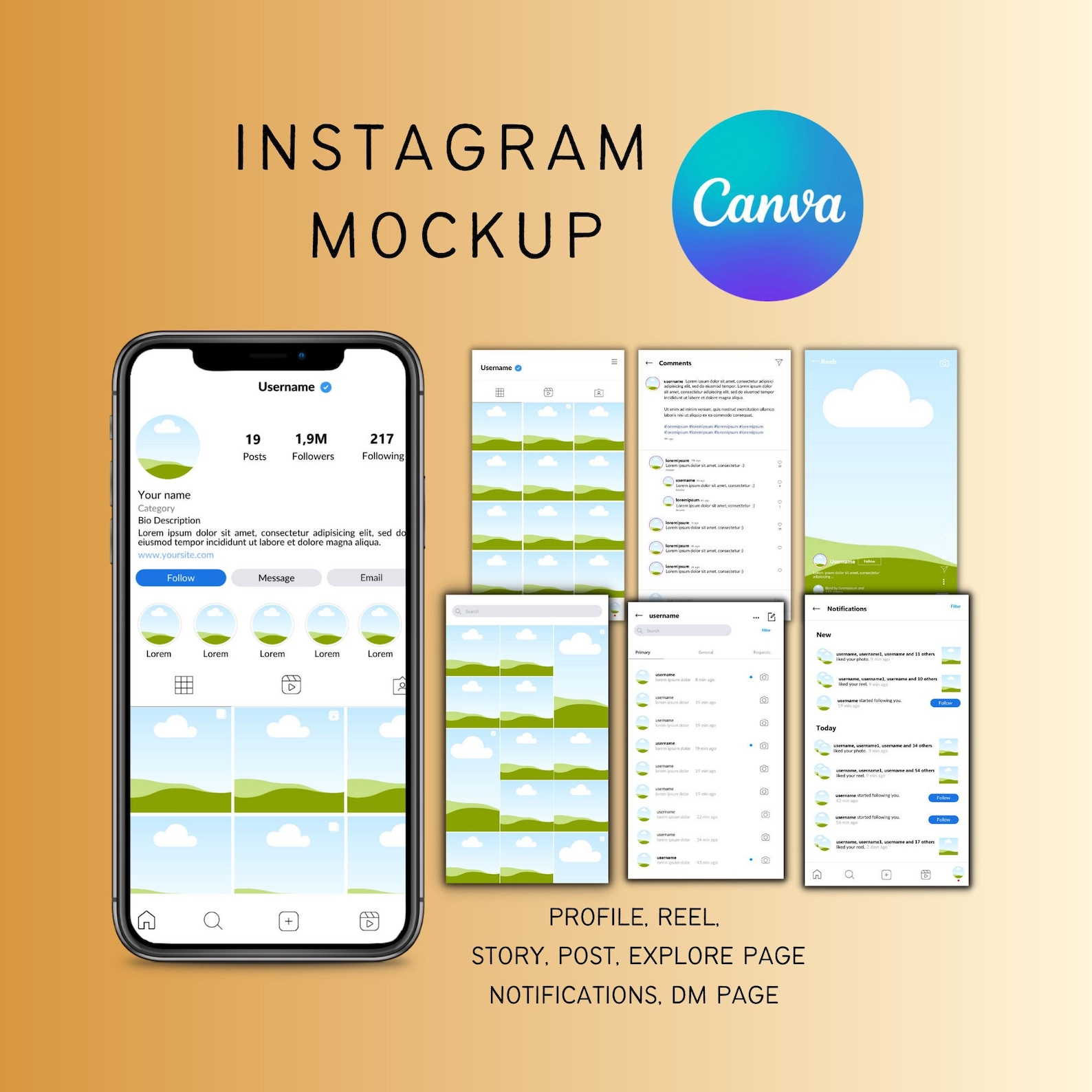 Instagram Mockup Template | Mockup | Instagram Feed | Explore Page ...