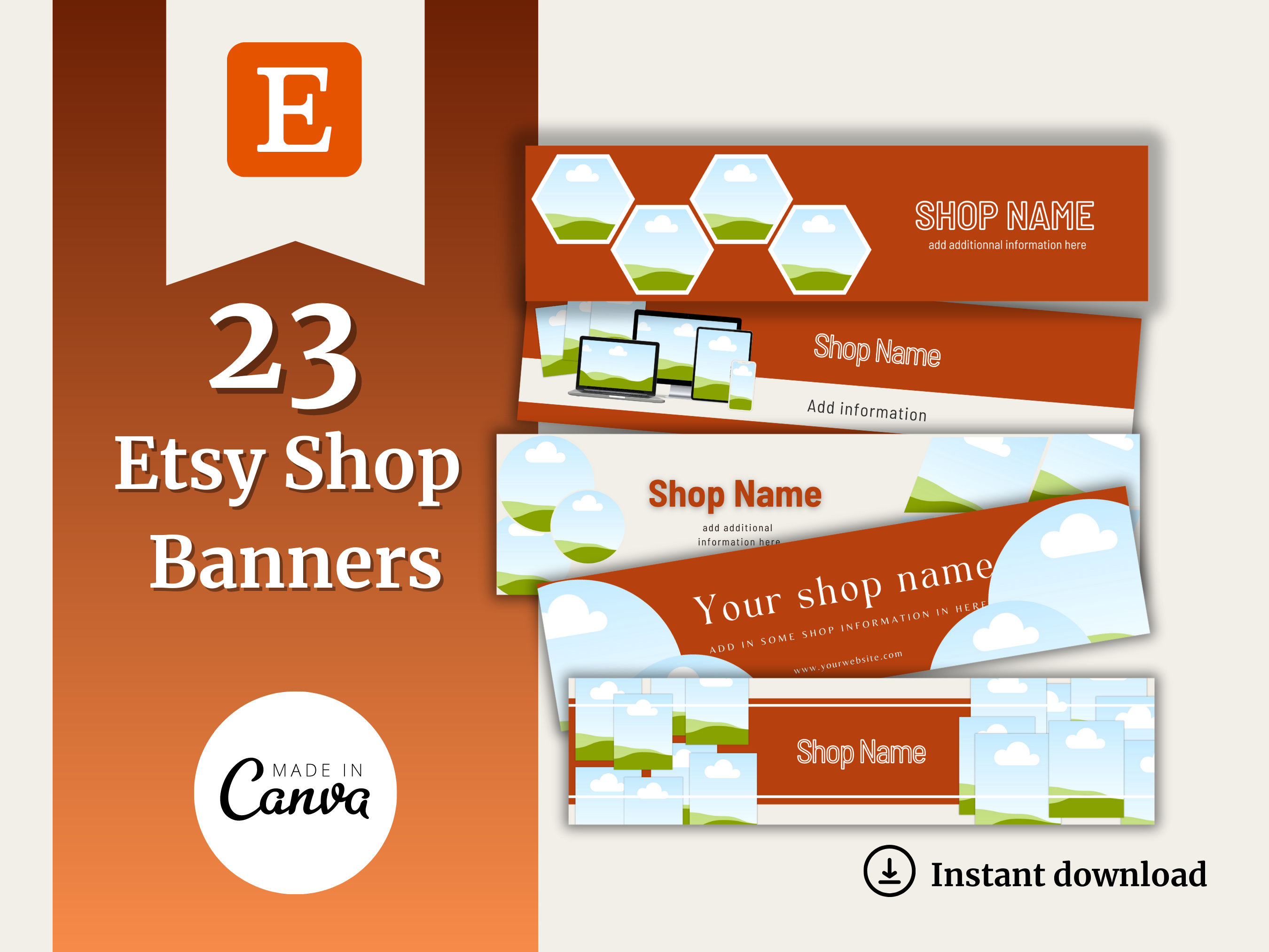 Etsy Banner Mockup, Editable in Canva, Big Banner Bundle, Sell ...