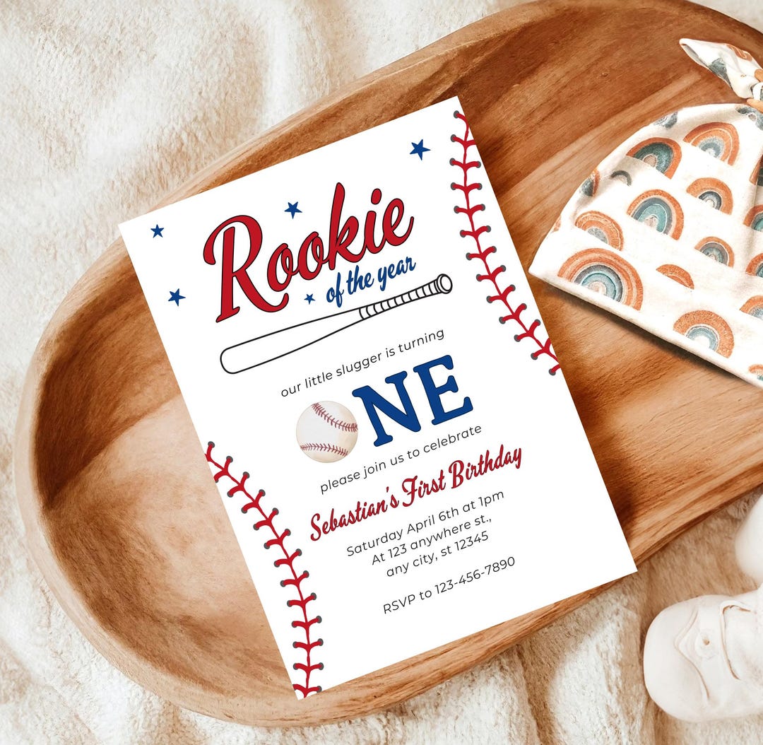 Rookie of the Year Birthday Invitation, First Birthday Party, Digital ...
