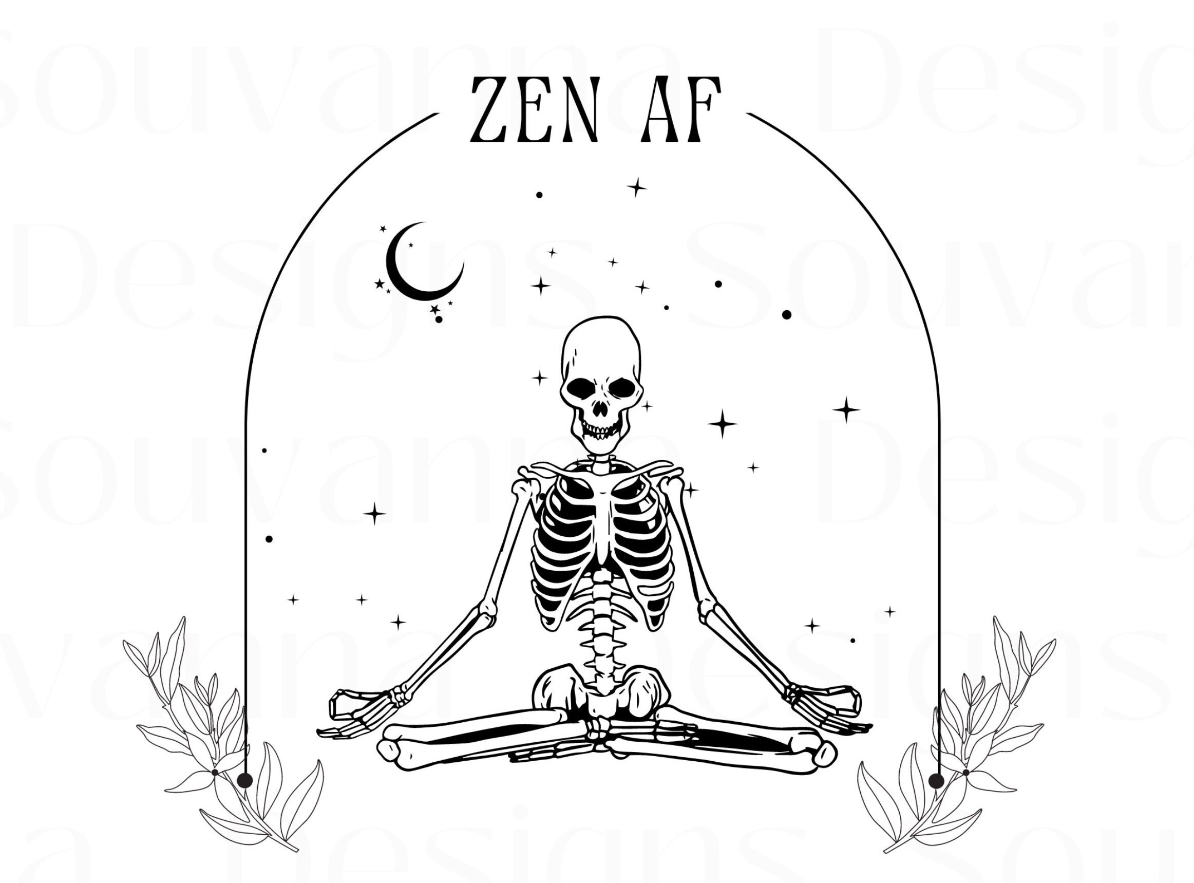 Zen Skeleton PNG Image, Yoga, Halloween Design, T-shirt Design ...