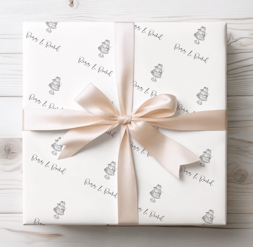 Personalized Wedding Wrapping Paper | Cake & Names Design - Etsy