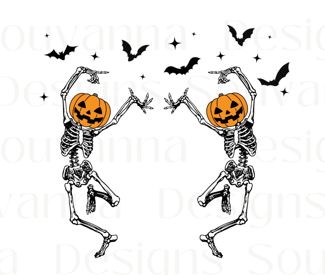 Dancing Pumpkin Head Skeletons PNG Image, Jack-o-lantern, Halloween ...