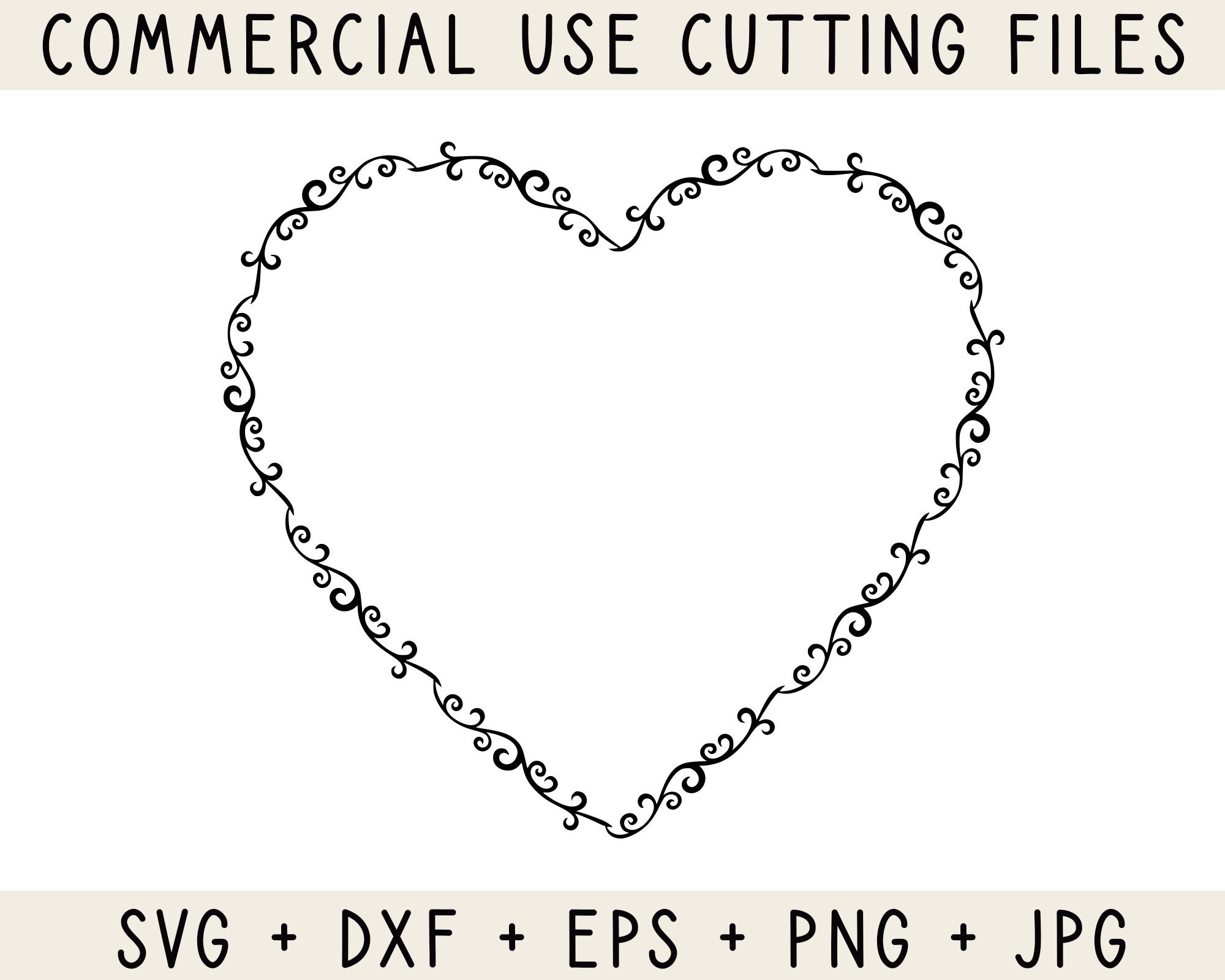 Heart Vine Floral Border SVG PNG AI Vector Silhouette Cricut Cut File ...