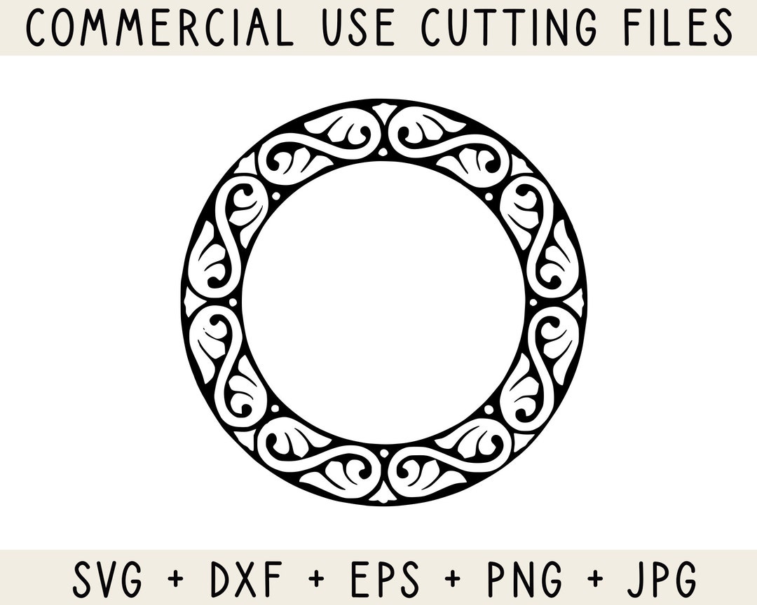 Round Circle Geometric Mirror Border Design SVG PNG Vector Silhouette ...