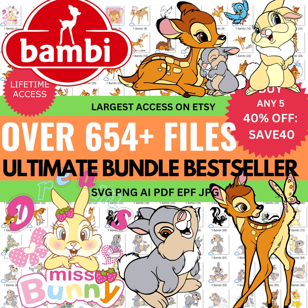 Bambi SVG más grande, Bambi PNG Bundle, Bambi Clipart, Forest Animal ...