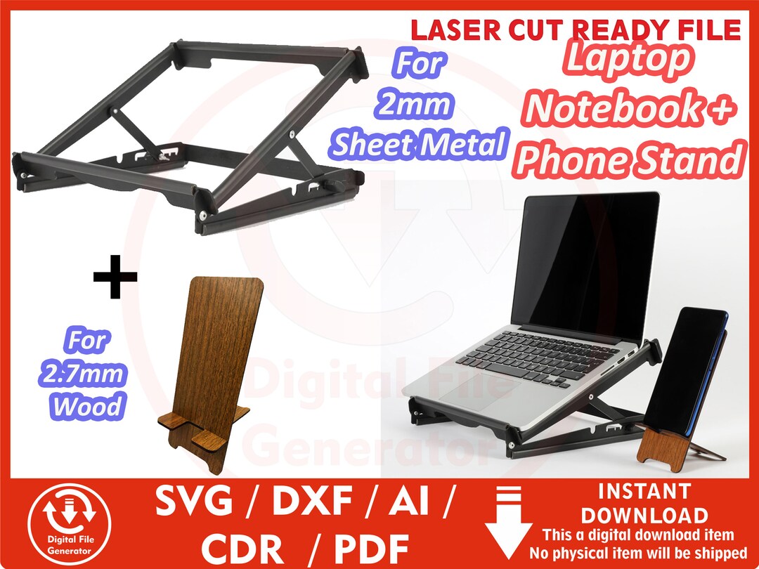 Laptop Notebook Stand for 2mm Sheet Metal SVG / Dxf / Cdr / Ai / Pdf ...