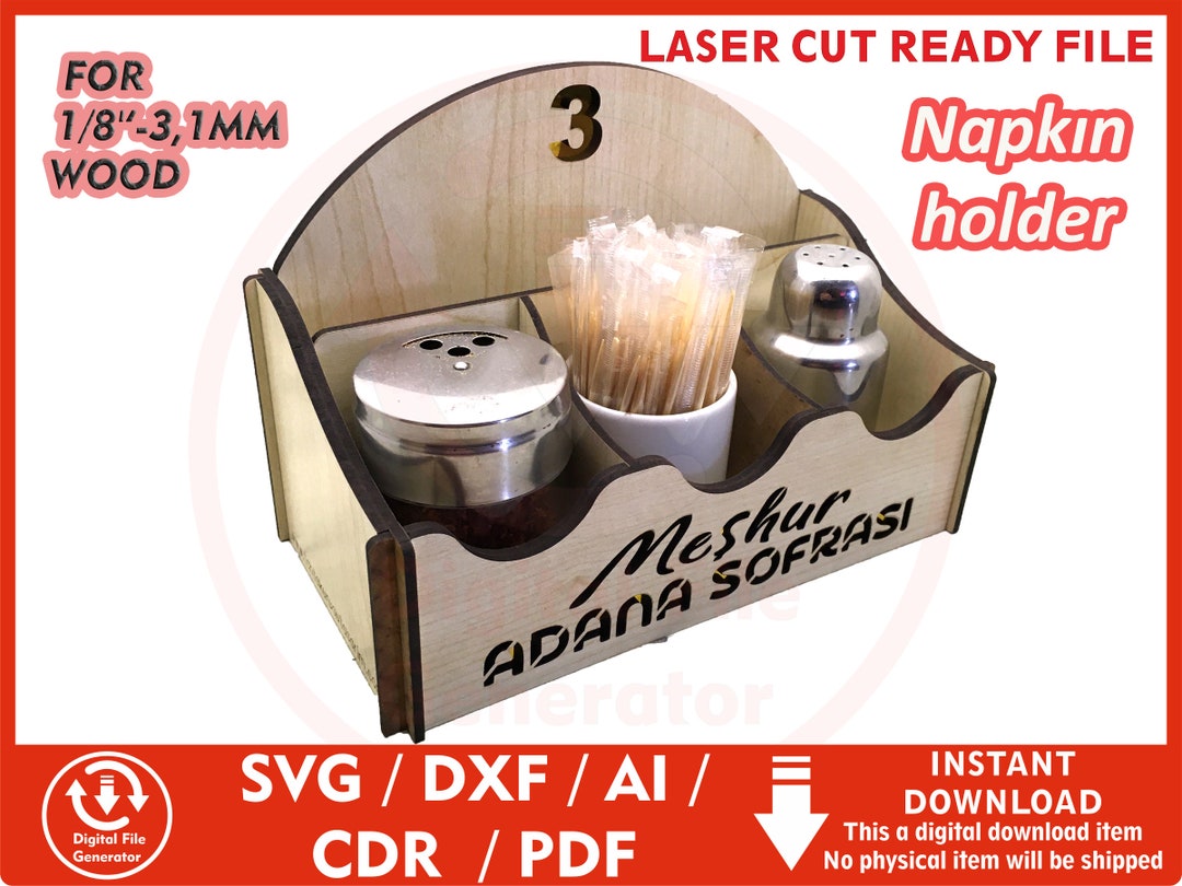 Napkin Holder 1/8" or 3.1mm Wood - SVG / Dxf / Cdr / Ai / Pdf / Dwg ...