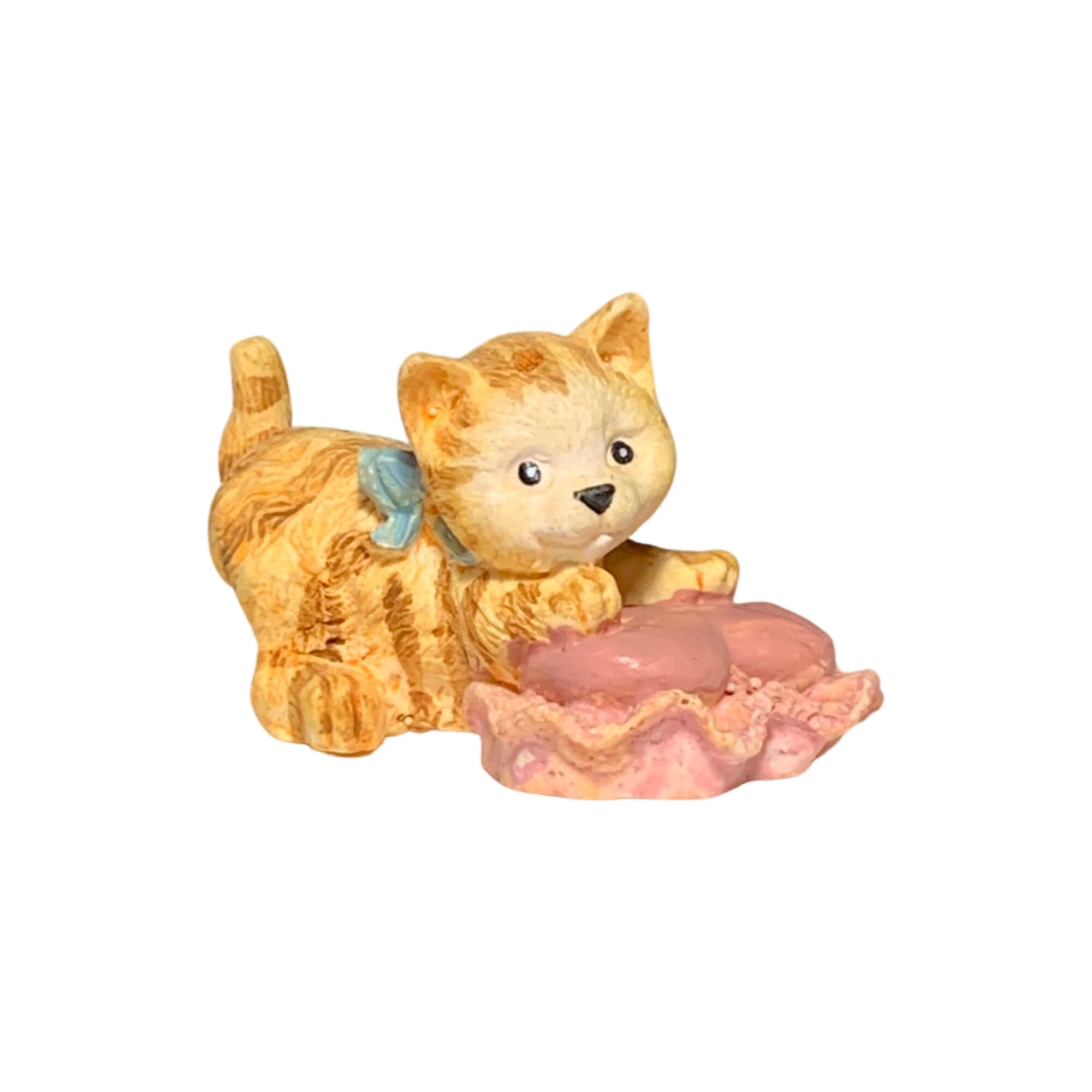 Miniature tabby Cat Love With Pink Heart - Etsy