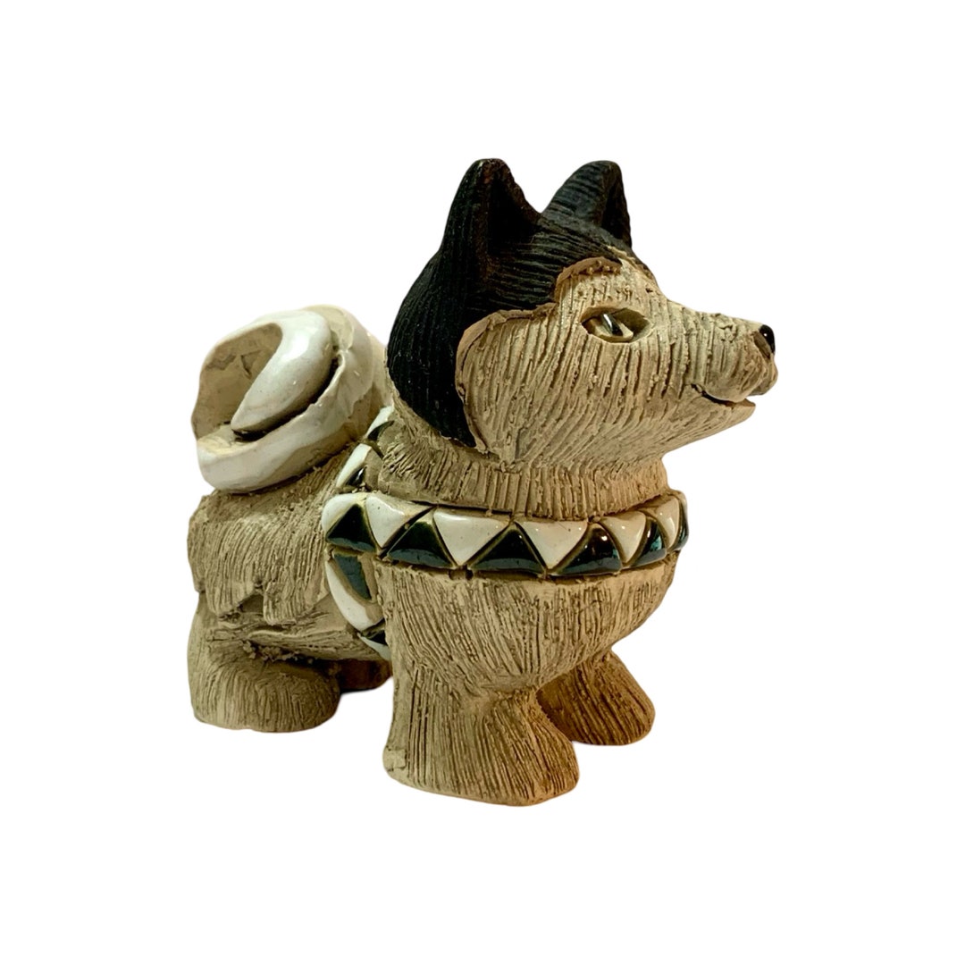 Artesania Rinconada Husky Dog Figurine W/ Black & White Collar, (no ...