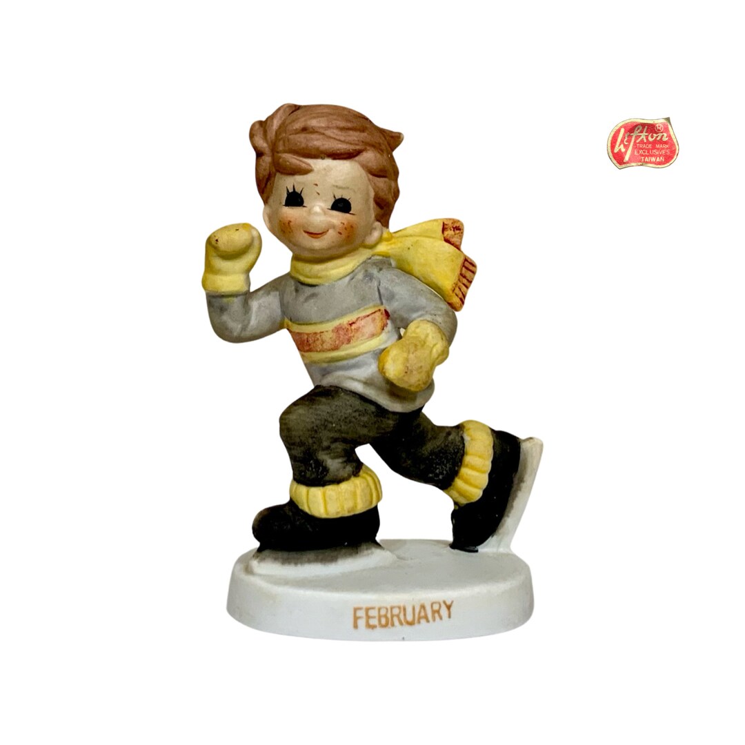 Lefton® - "february" Birthday Month Boy Figurine, Boy Ice Skating ...