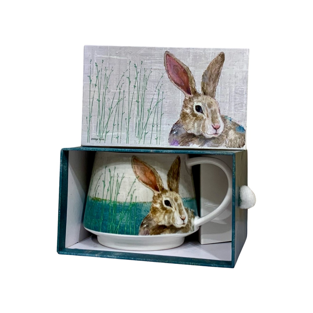 Kathryn White Colorful Bunny Handled Mug Box Set, Rabbit Mug, (12 Oz ...