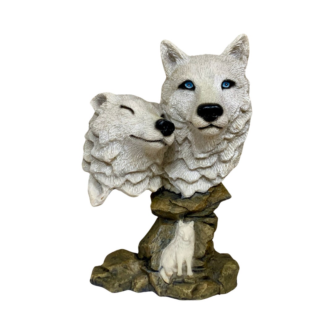 Alaskan White Wolf W/ Blue Eyes Double Headed Statue by AGG Design ...