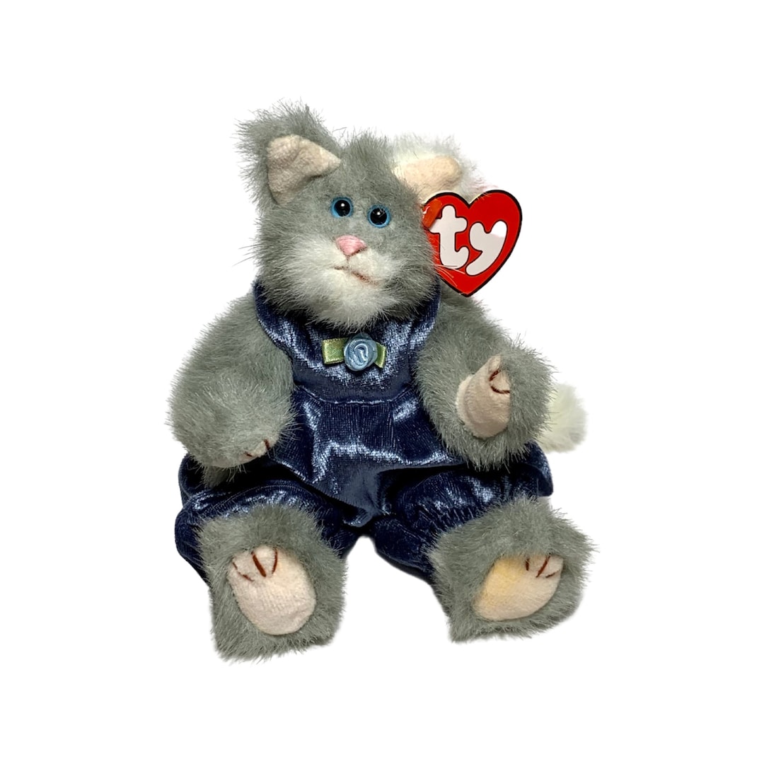 TY Beanie Baby: "whiskers" the Cat Stuffed Plush, Gray Blue, the Attic ...
