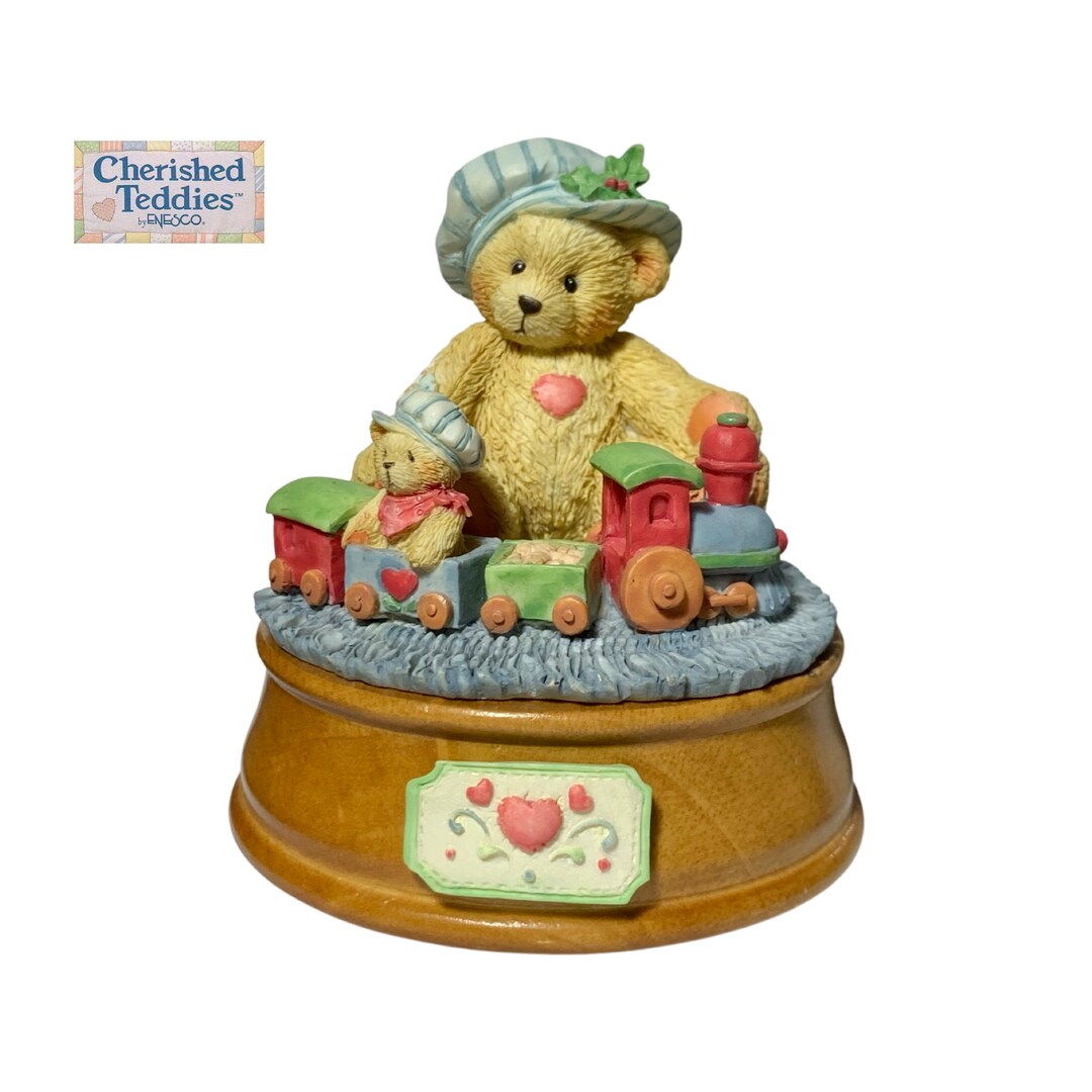 Cherished Teddies® - Bear Playing W/ Train Christmas Musical Figurine ...