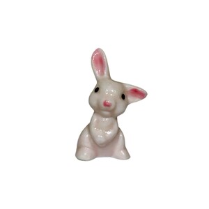 The Bug House mama & Baby Pink Rabbit Miniature Figurine Set, Retro ...