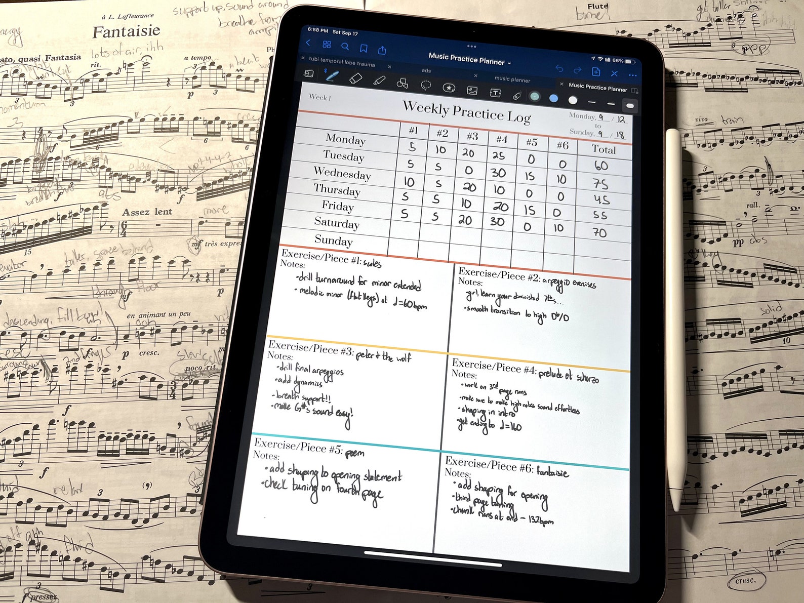 Music Practice Planner Printable | Piano Guitar Violin Flute Trumpet ...