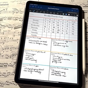 Music Practice Planner Printable | Piano Guitar Violin Flute Trumpet ...