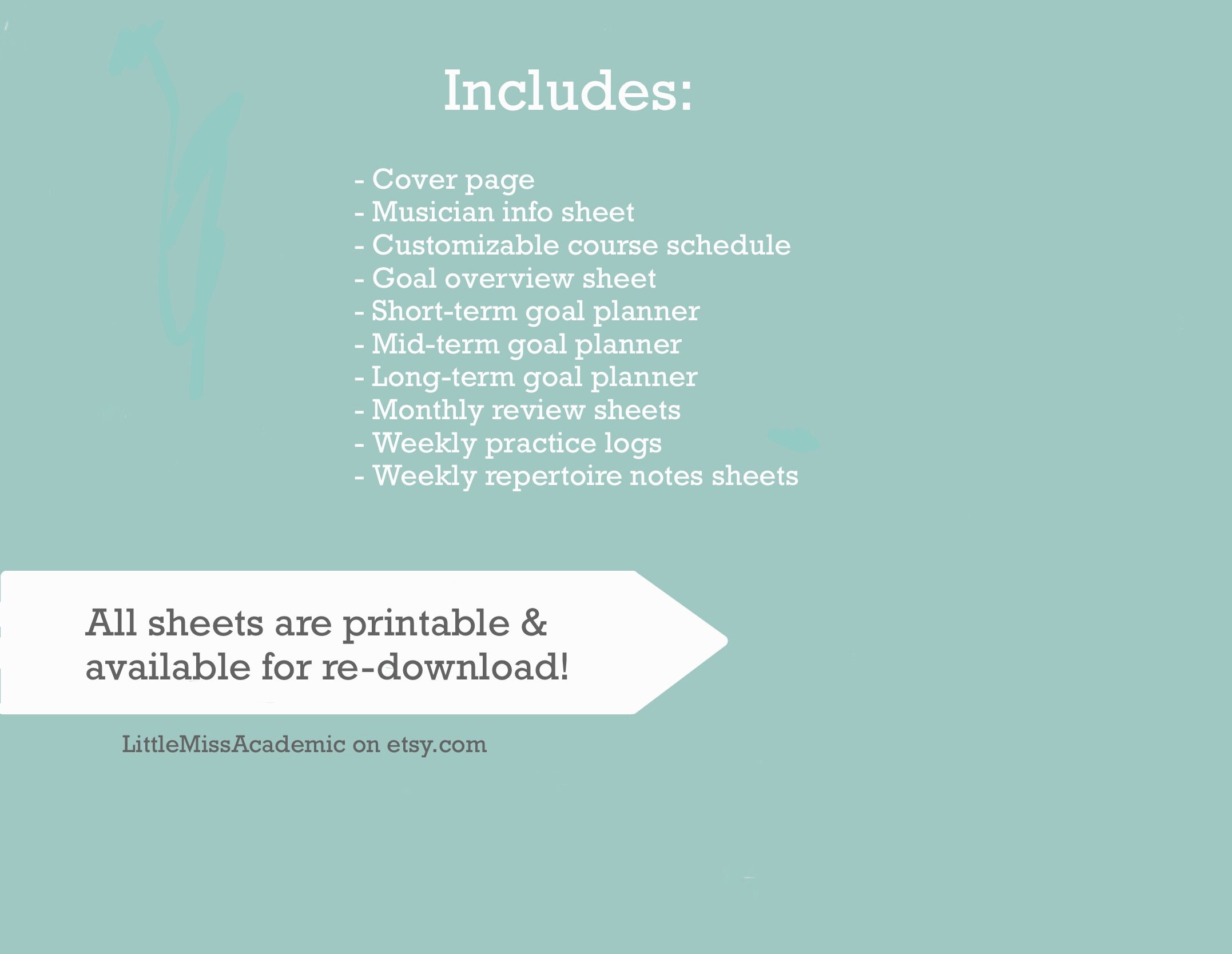 Music Practice Planner Printable | Piano Guitar Violin Flute Trumpet ...