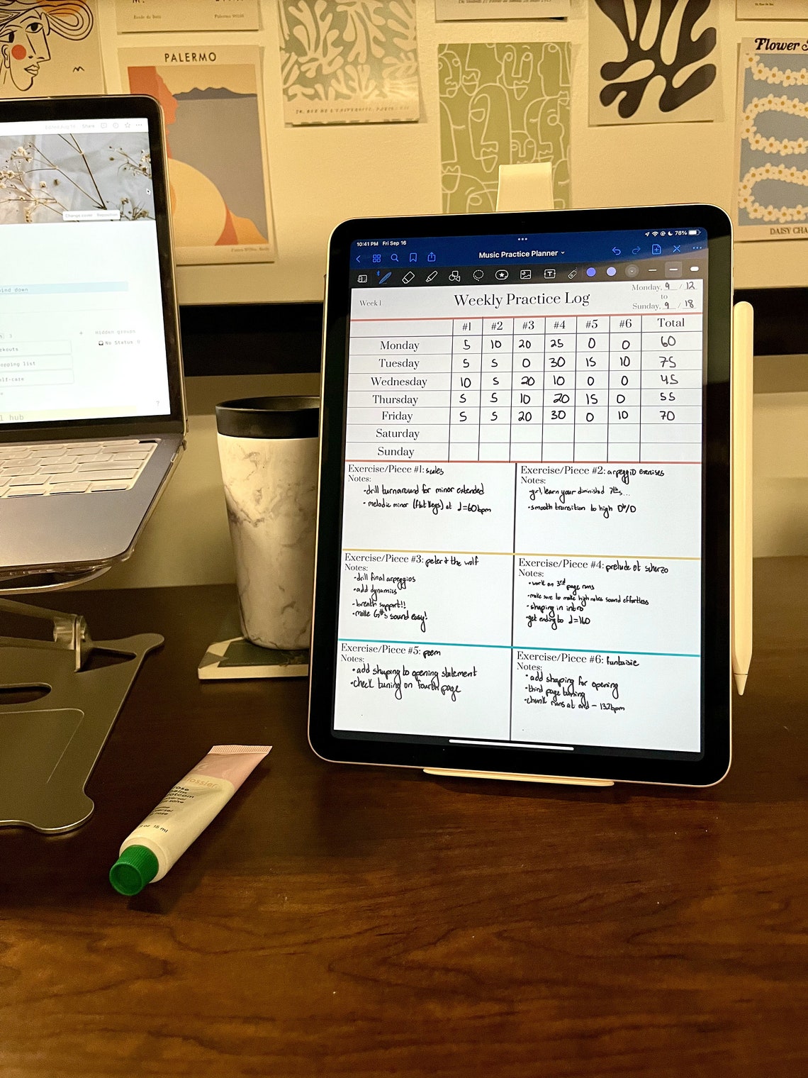 Music Practice Planner Printable | Piano Guitar Violin Flute Trumpet ...