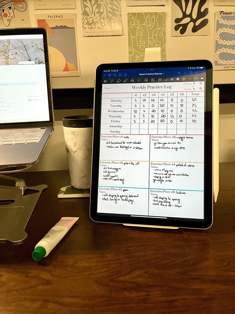 Music Practice Planner Printable | Piano Guitar Violin Flute Trumpet ...
