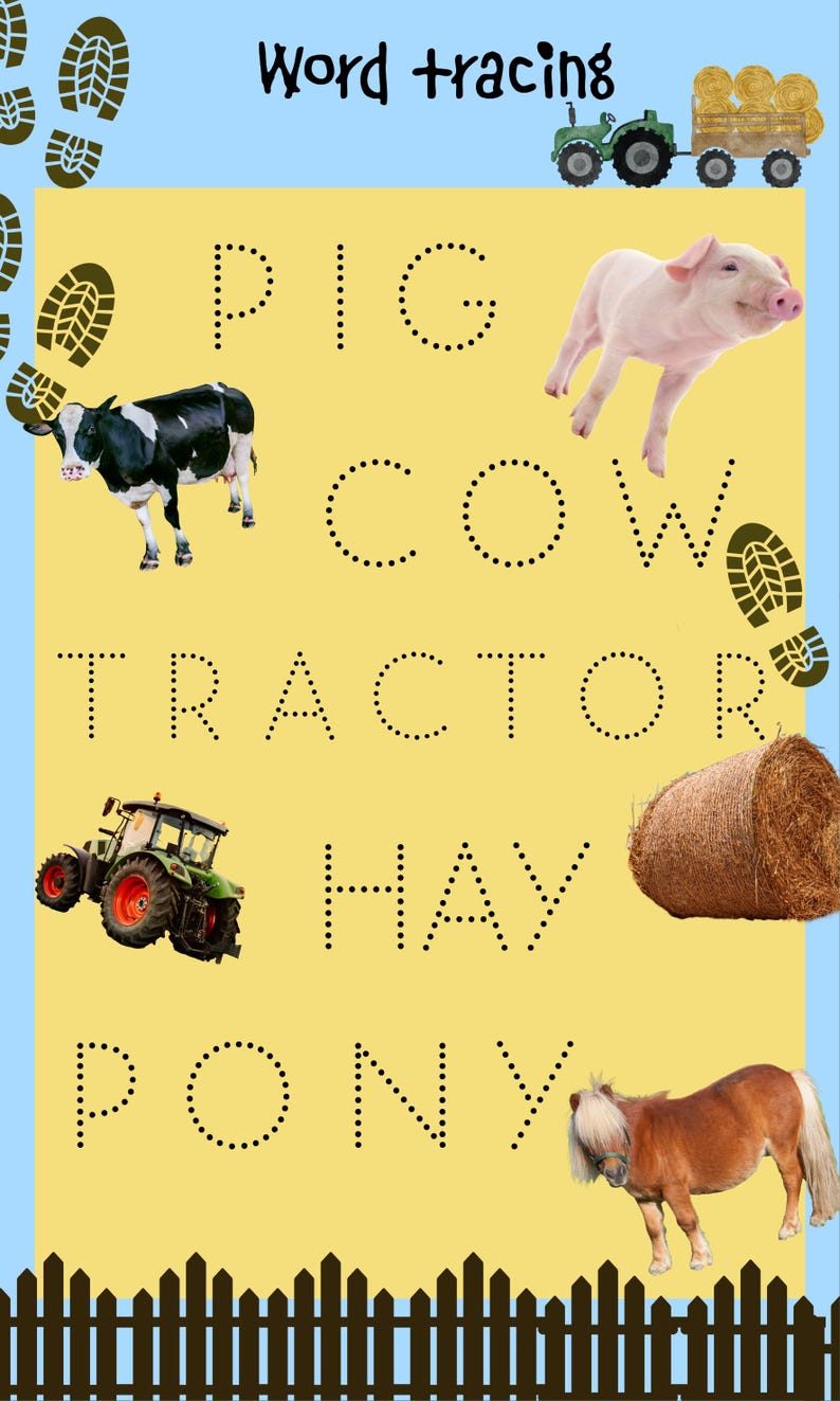 Farm Animal Activity Pack for Children Kids Day Out Educational Fun - Etsy