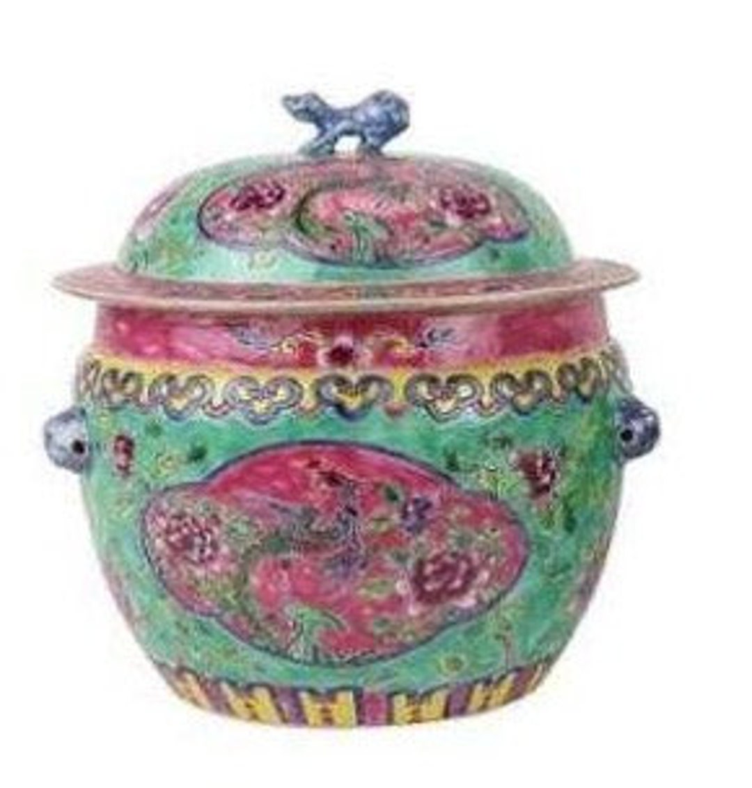 Bright Green and Red Ginger Jar Traditional Chinese Rice Jar - Etsy