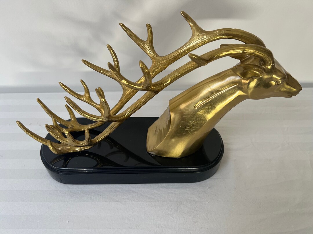Château Stag Wine Rack — Elegant Bronze Deer Head With Marble Base - Etsy