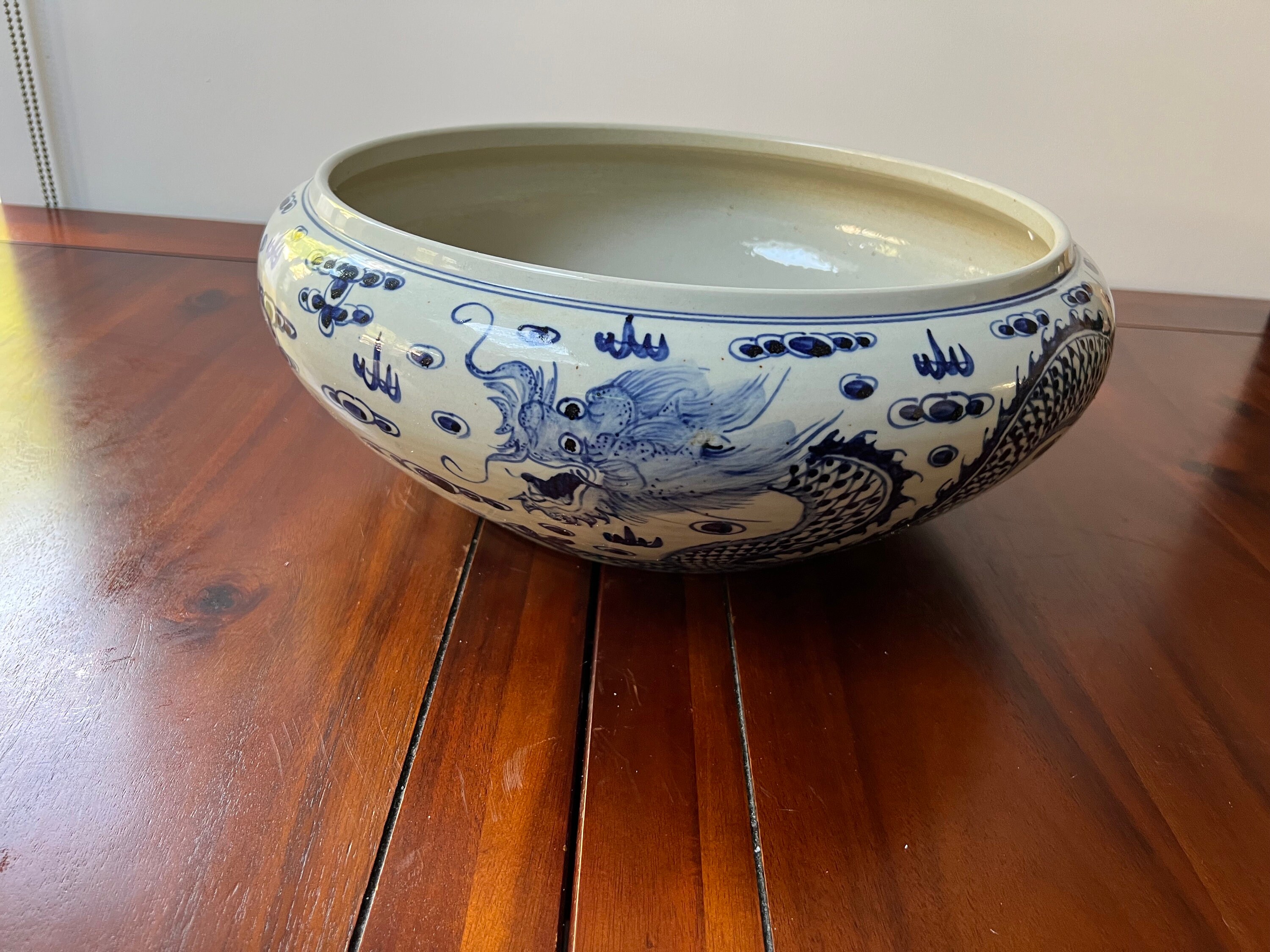 Large Dragon Planter Blue & White - Etsy