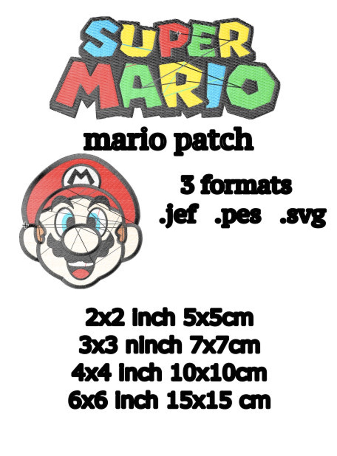 Super mario Stickdatei .pes .jef MARIO Patch Geschenk - Etsy.de