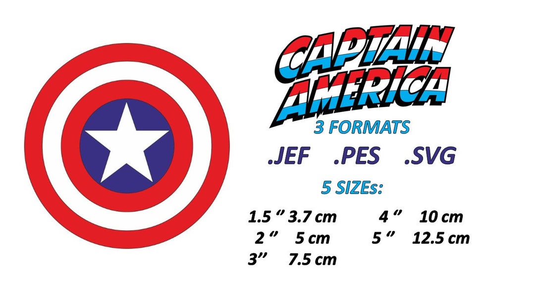 Captain America Shield Badge Embroidery File JEF PES - Etsy