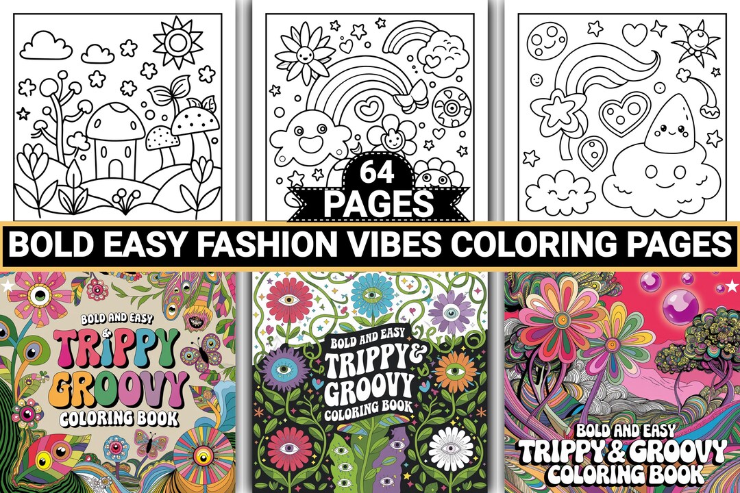 Bold and Easy Trippy & Groovy Coloring,groovy Coloring Pages, Simple ...