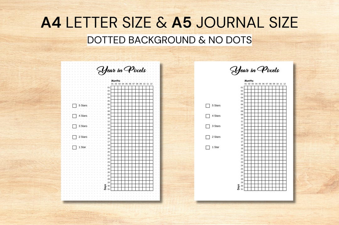Year in Pixels PRINTABLE Journal Page Planner Page Daily Tracker Daily ...