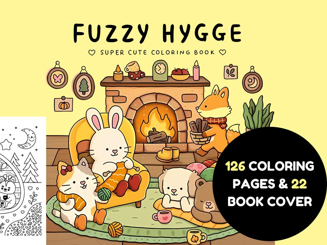 Fuzzy Hygge Cute and Cozy Coloring Pages,cute and Cozy Scenes of Fuzzy ...