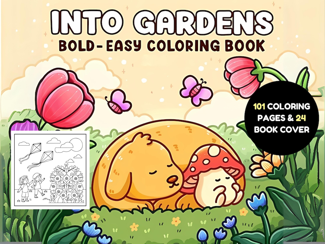 Bold & Easy Into Gardens Coloring Pages, Plants, Flowers, and Cute ...