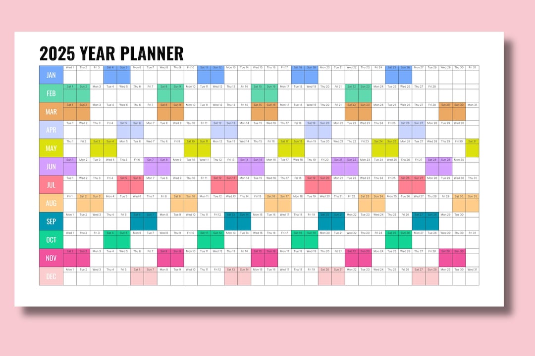 2025 Printable Year Planner,giant 2025 Wall Calendar,2025 Wall Planner ...
