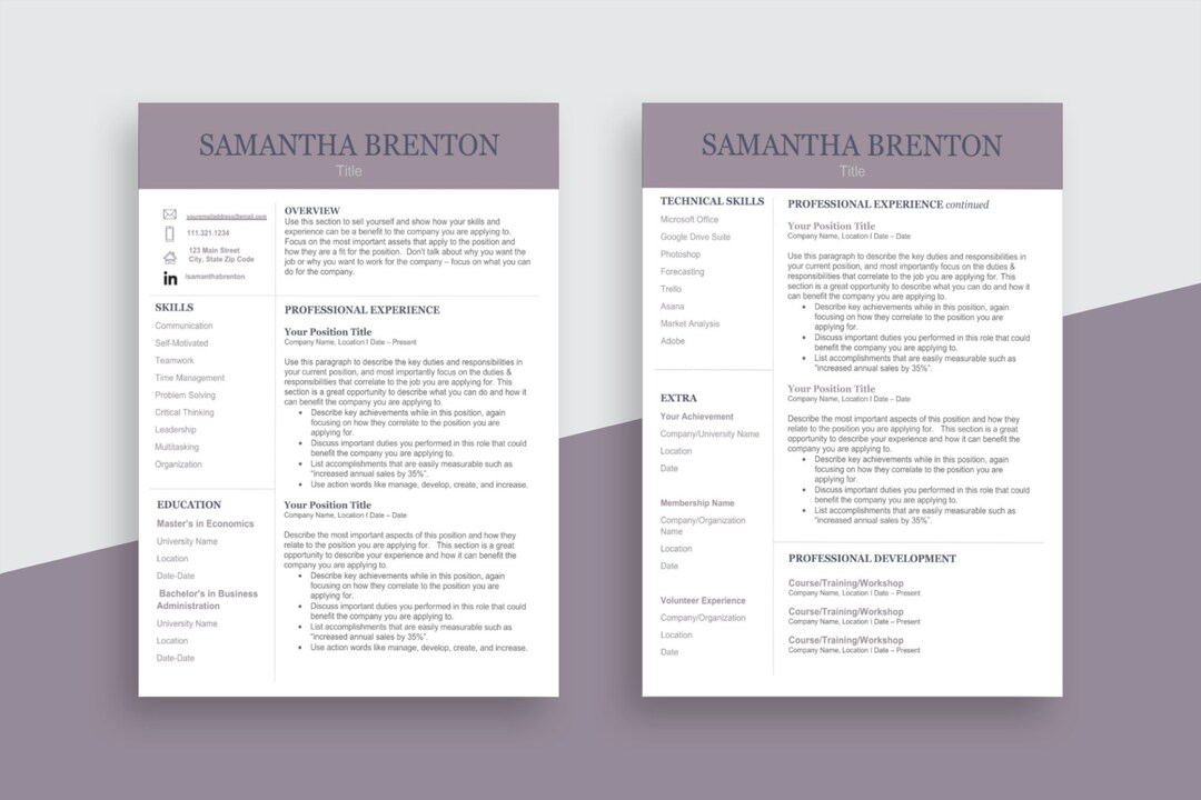 Modern Resume Template, Resume Template for Word, Google Docs ...