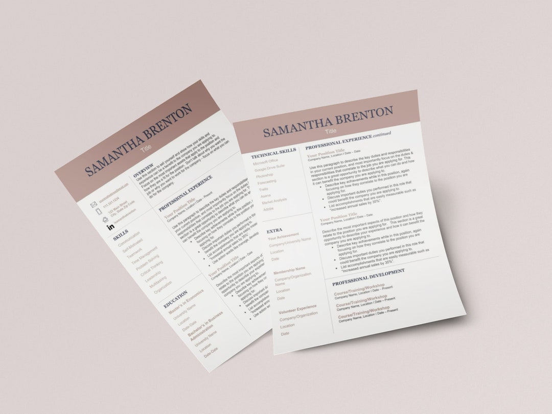 Modern Resume Template, Resume Template for Word, Google Docs ...