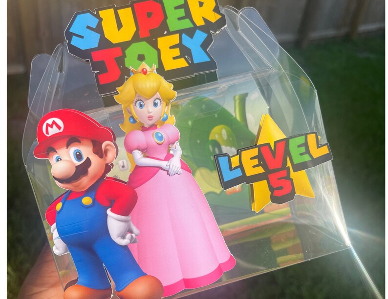 Super Mario Princesss Peach Any Character Clear 3d Gable Box Favor Box ...