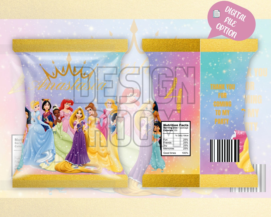 Princess Chip Bags - DIGITAL FILE - Girl Party - Birthday Custom ...