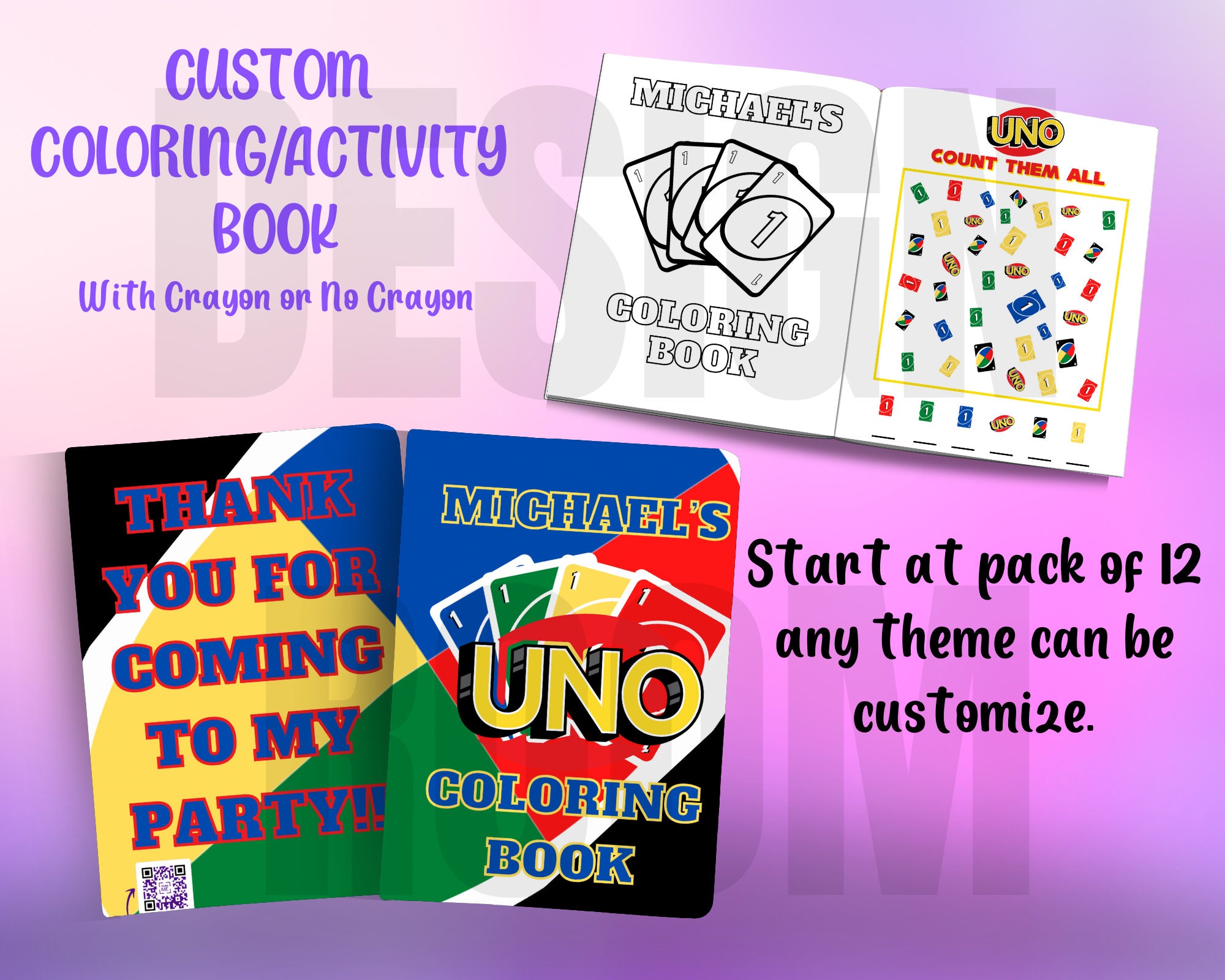 UNO Coloring Activity Book Customized Coloring Book With - Etsy